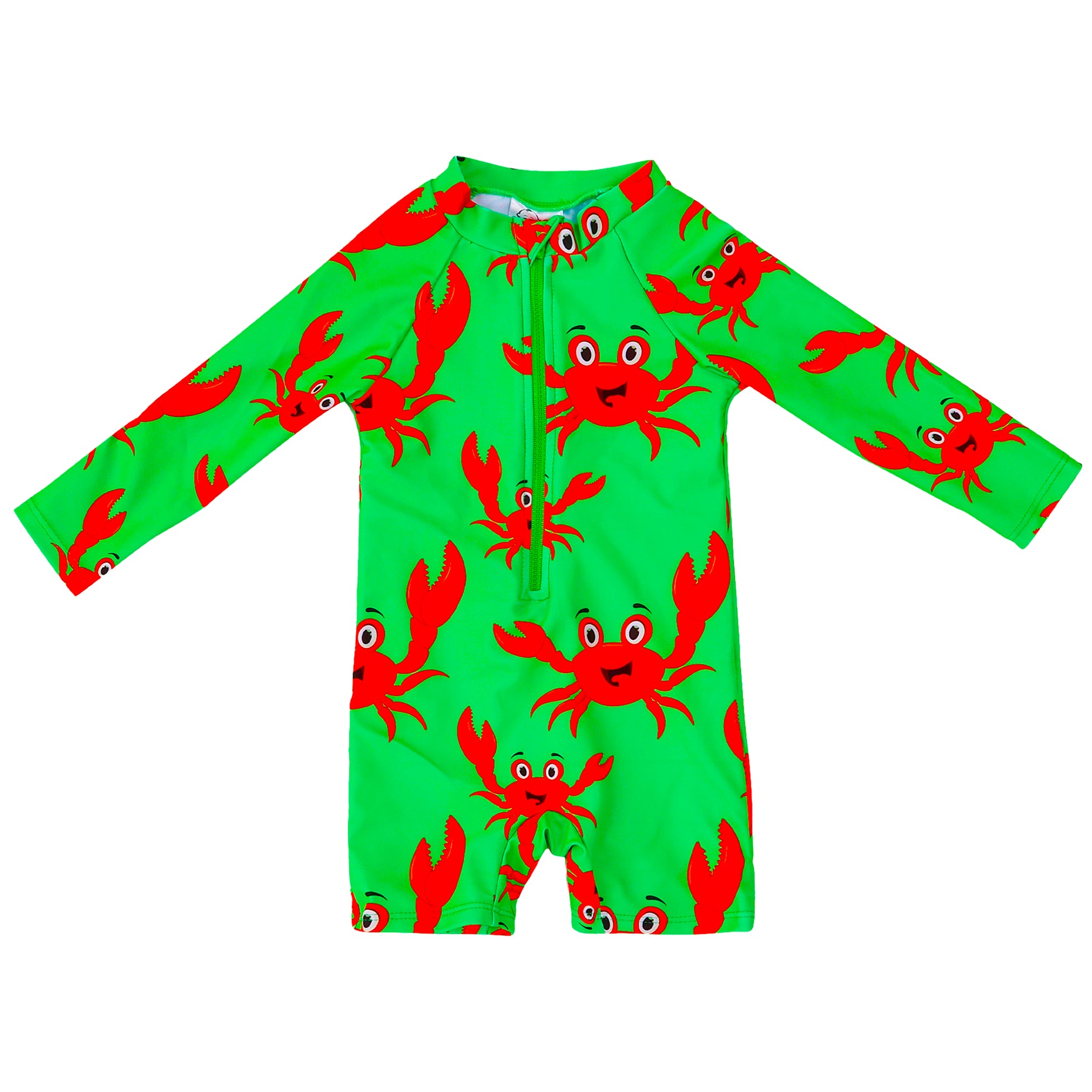 Bright green baby boy/girl swimwear - Unisex one piece cute crab ...